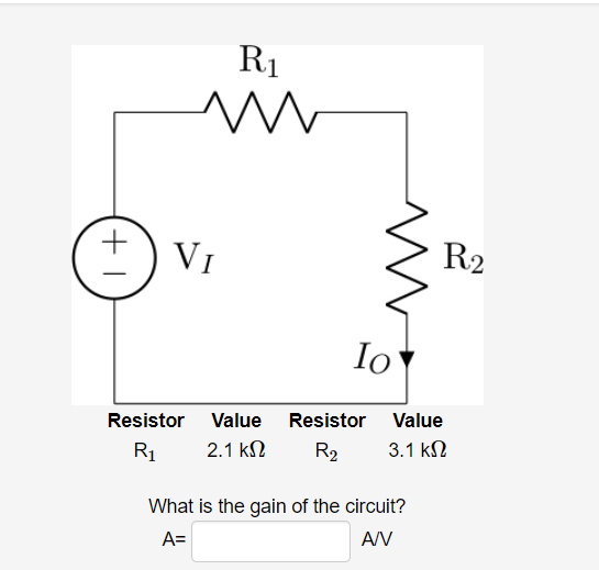 Solved R. R2 Resistor Value Resistor Value R1 2.1 ㏀ R2 3.1 | Chegg.com
