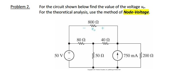 Solved Problem 2. For the circuit shown below find the value | Chegg.com