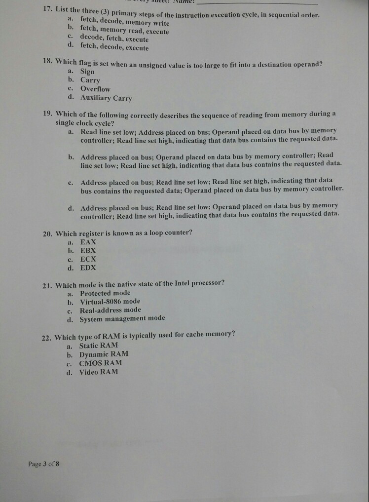 Solved 17. List the three (3) primary steps of the | Chegg.com