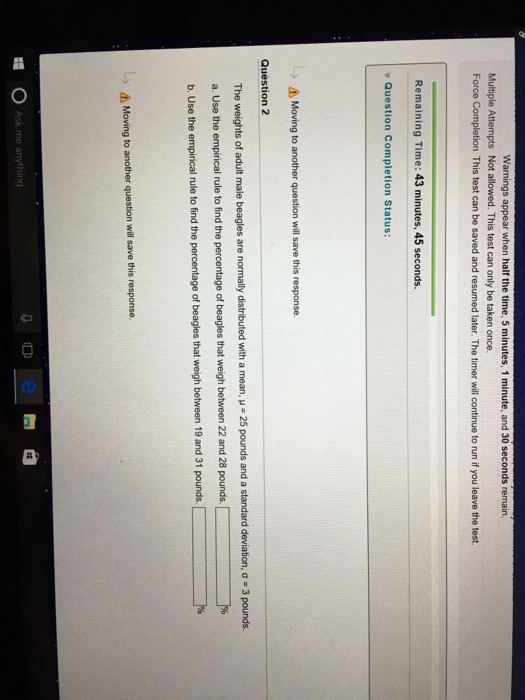 Solved The weights of adult male beagles are normally | Chegg.com