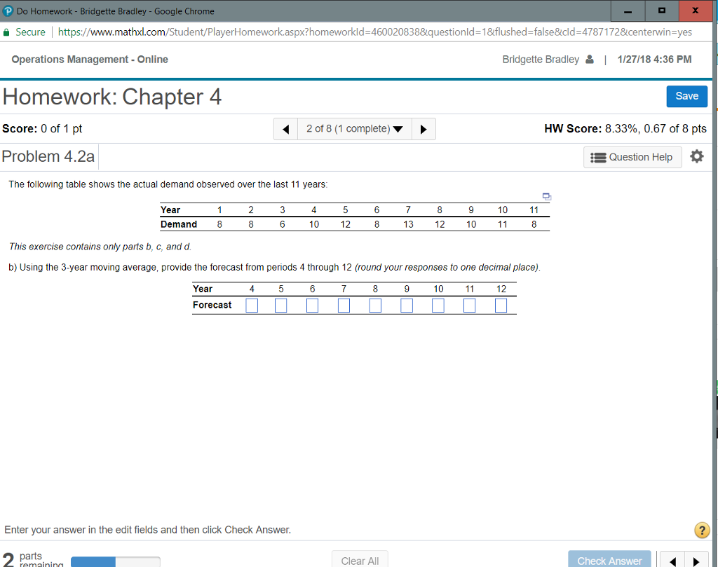 Solved Do Homework - Bridgette Bradley - Google Chrome | Chegg.com