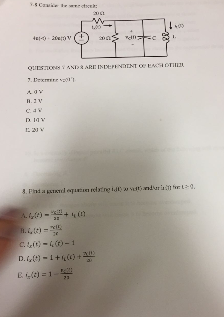 Solved Determine v_c(0^+). 0 V 2 V 4 V 10 V 20 V Find | Chegg.com