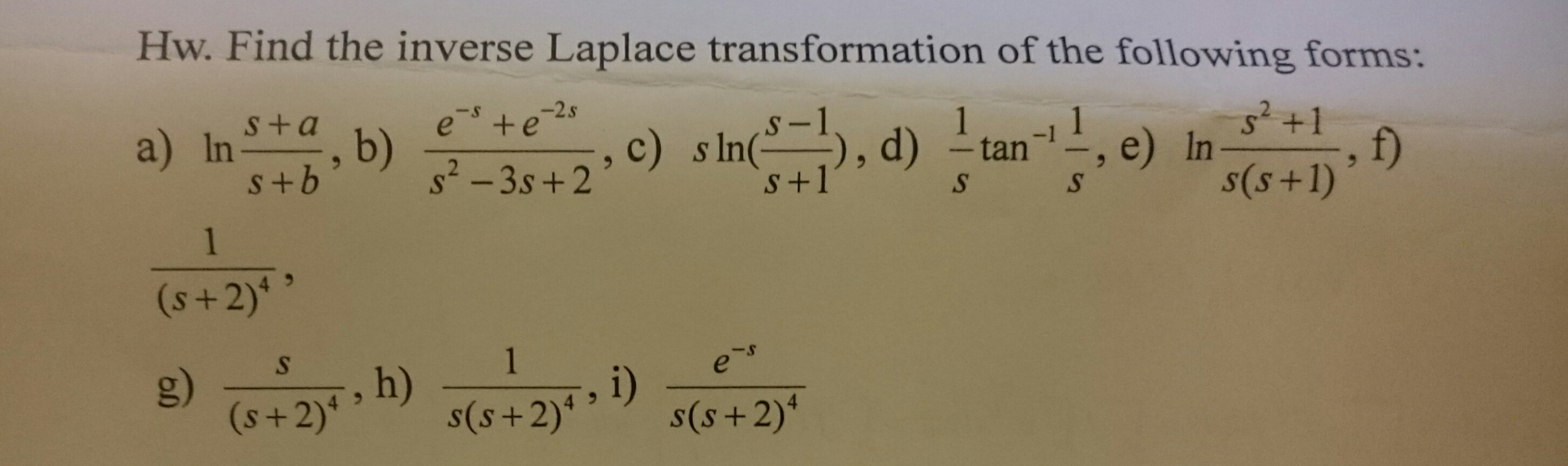 Solved Find the inverse Laplace transformation of the | Chegg.com