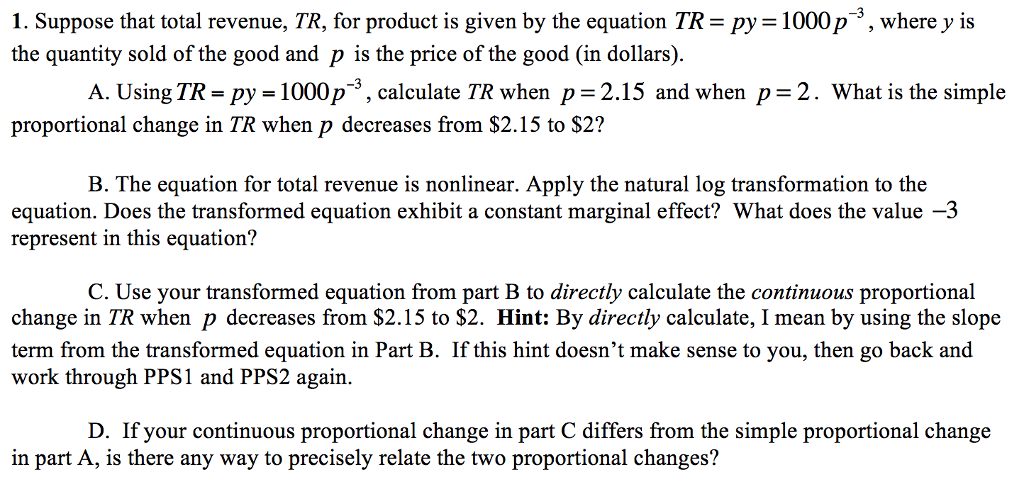 Suppose that total revenue, TR, for product is given | Chegg.com