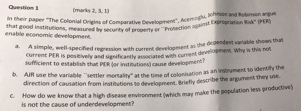 Question 1 (marks 2, 3, 1) u, Johnson and Robinson | Chegg.com