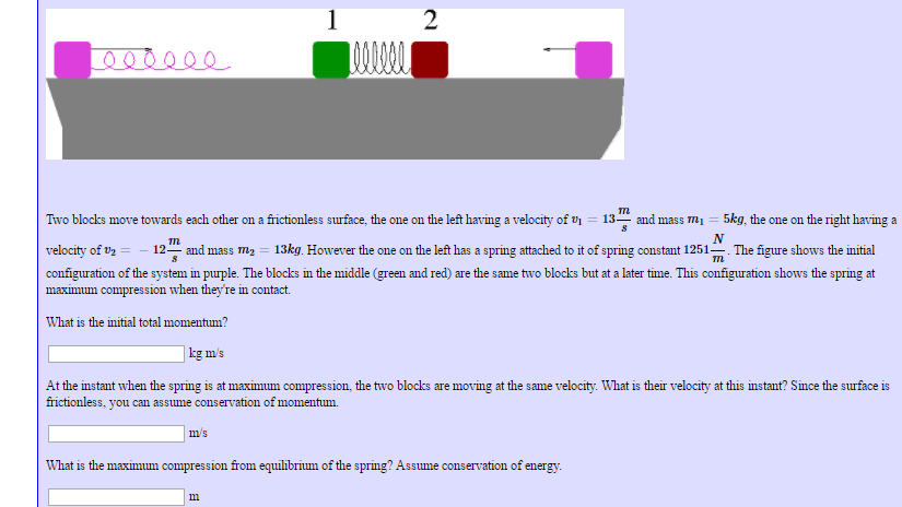 Solved Two blocks move towards each other on a frictionless | Chegg.com