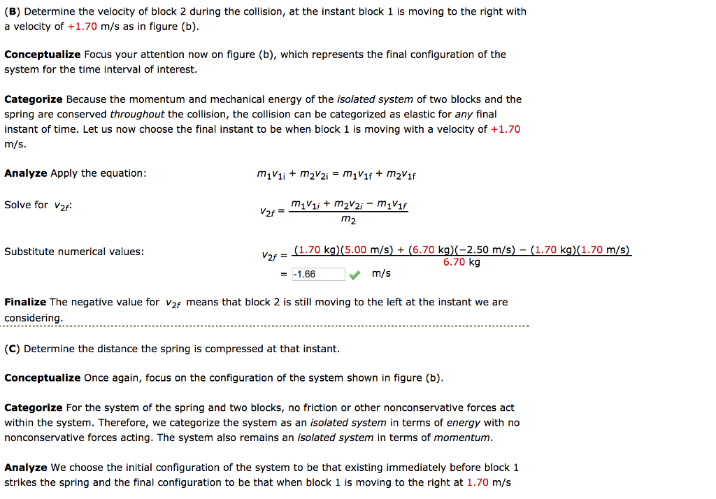 Solved Example 9.7 A Two-Body Collision with a Spring A | Chegg.com