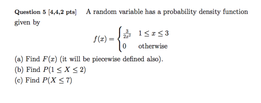 Solved A random variable has a probability density function | Chegg.com