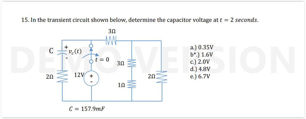 Solved In the transient circuit shown below, determine the | Chegg.com