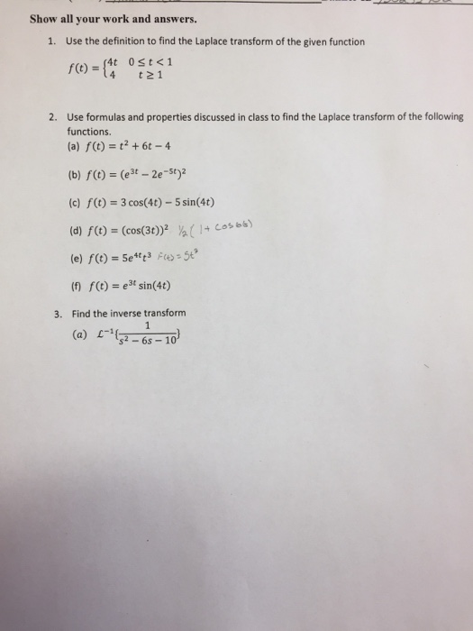 Solved Use the definition to find the Laplace transform of | Chegg.com