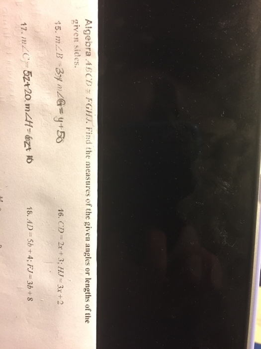 Solved Algebra ABCD FGHJ. Find the measures of the given | Chegg.com