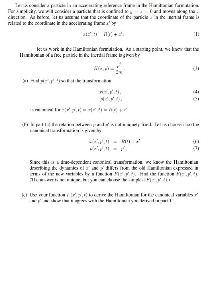 Solved Let us consider a particle in an accelerating | Chegg.com