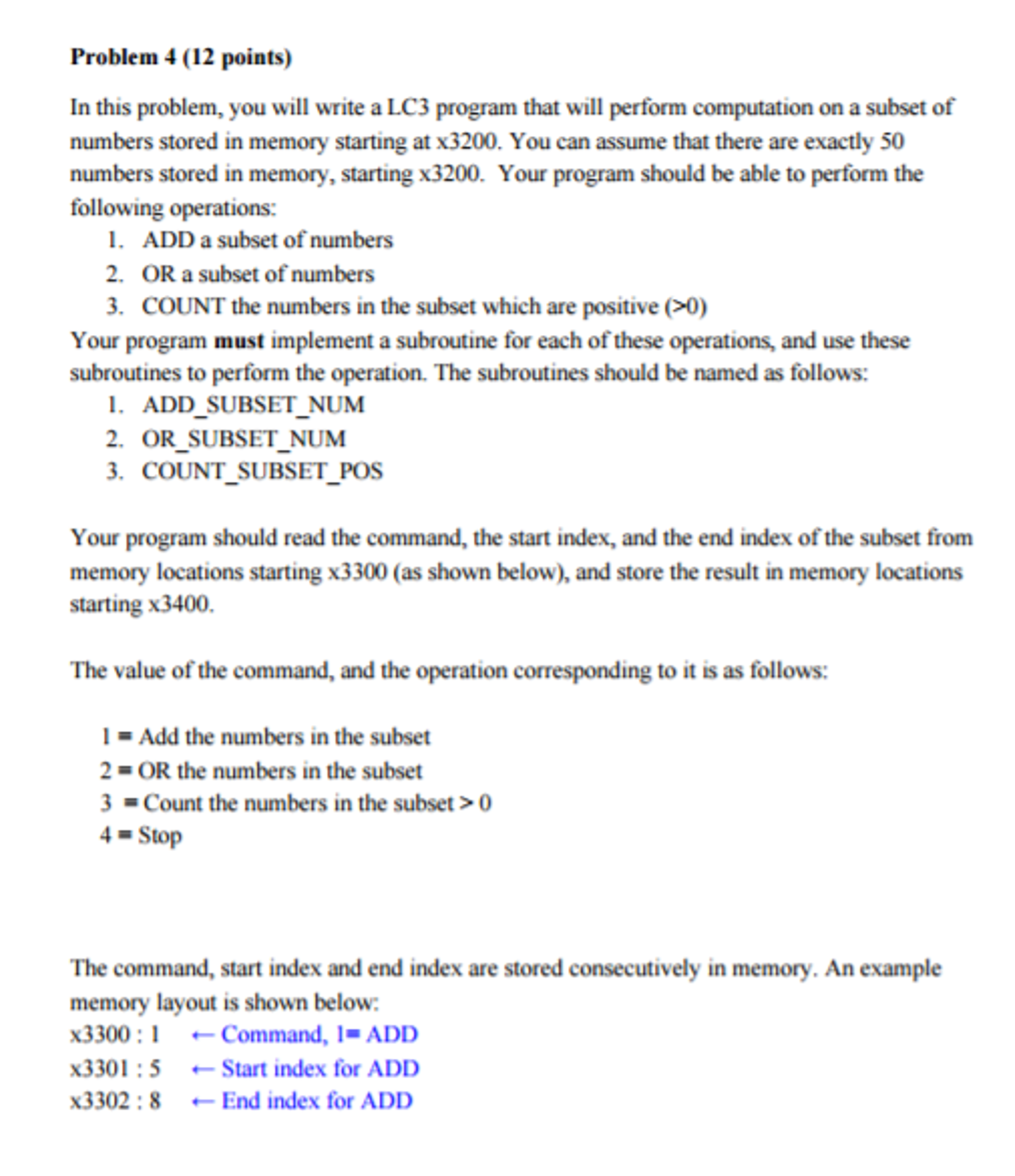 In this problem, you will write a LC3 program that | Chegg.com