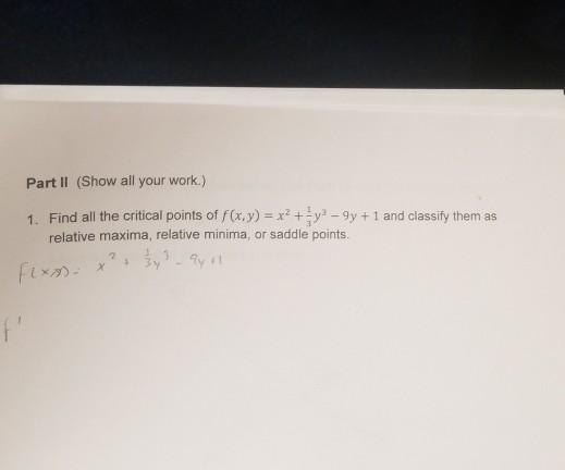 Solved Part II (Show all your work.) 1. Find all the | Chegg.com