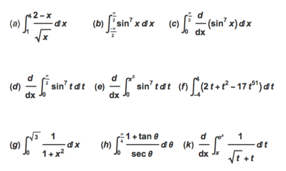 Solved sin xdx dx ー!' sin' t dt dx (f)|(2t+12-17t51)dt sin' | Chegg.com