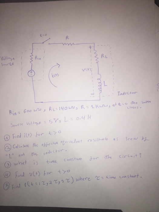 Solved Find i(t) for t > 0 calculate the effective | Chegg.com