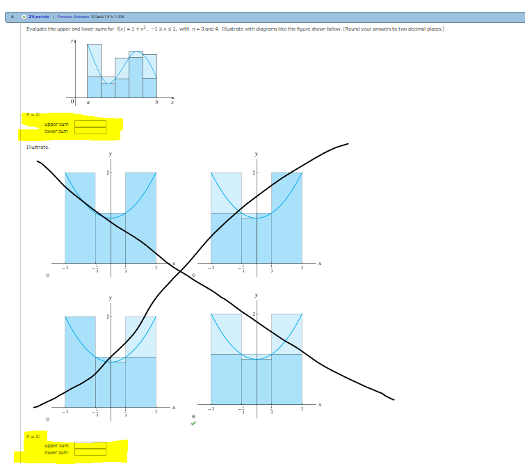 Solved Evaluate the upper and lower sums for f(x) = 1 + x^2, | Chegg.com