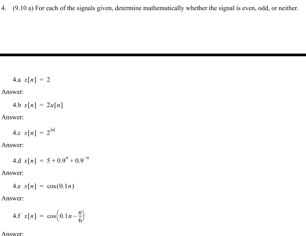 Solved 4. (9.10 a) For each of the signals given, determine | Chegg.com