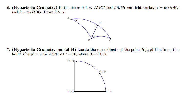 Solved 6. (Hyperbolic Geometry) In the figure below, LABC | Chegg.com