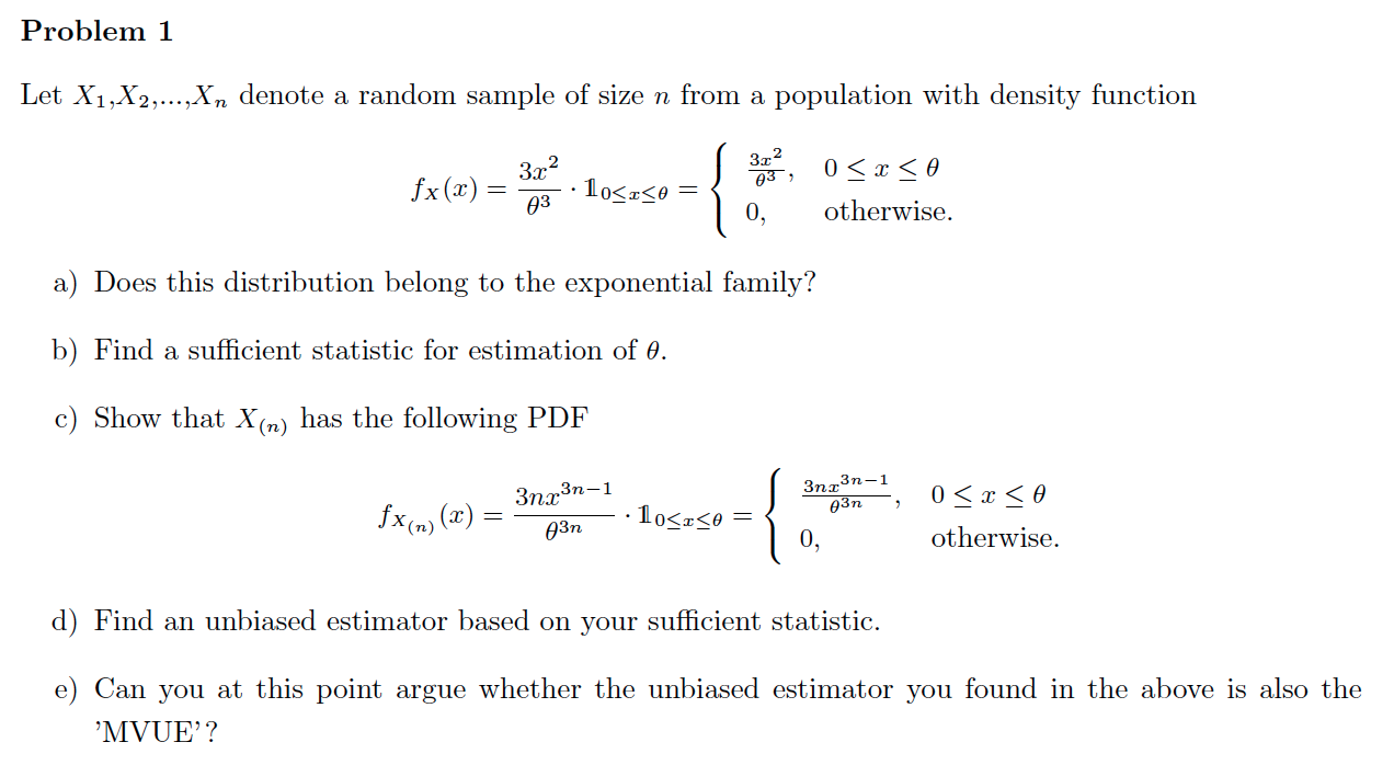 Let X1,X2,...,Xn denote a random sample of size n | Chegg.com