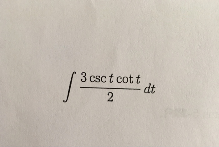 Solved Integral 3 csc t cot t/2 dt | Chegg.com
