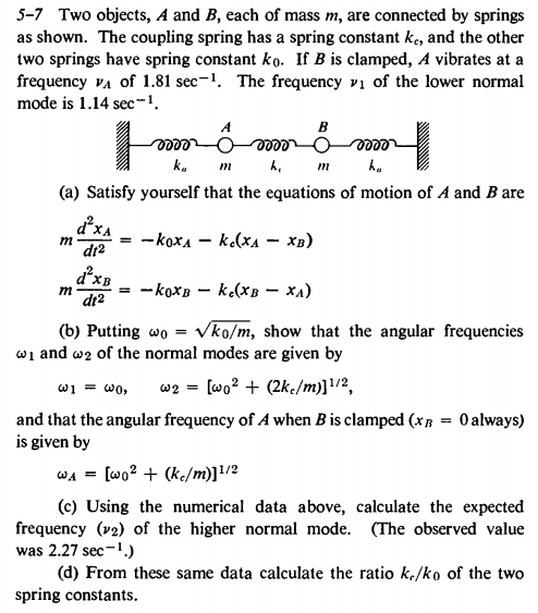 Solved Two Objects A And B Each Of Mass M Are Connected