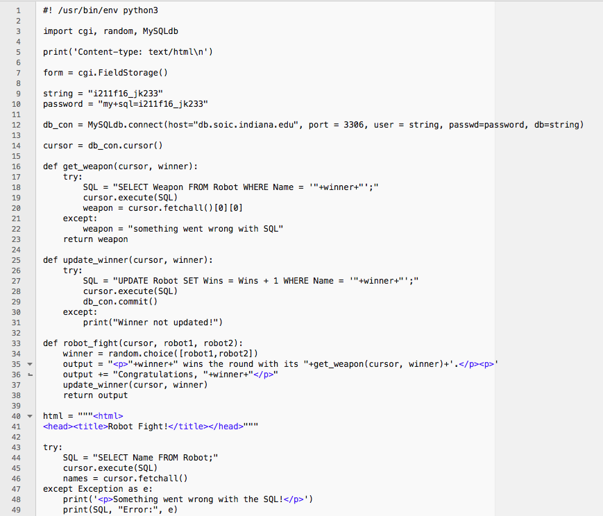 Solved SQL, Python, CGI Problem: Modify the robot.cgi so | Chegg.com