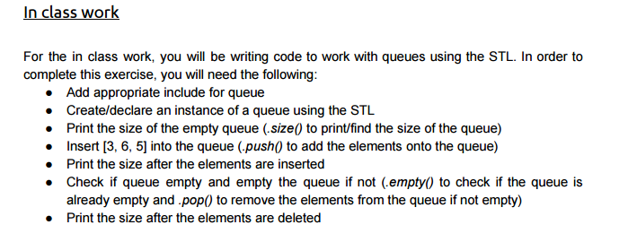 Solved For the in class work, you will be writing code to | Chegg.com