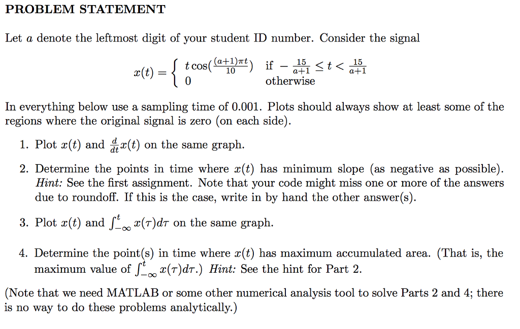 Solved Let a denote the leftmost digit of your student ID | Chegg.com