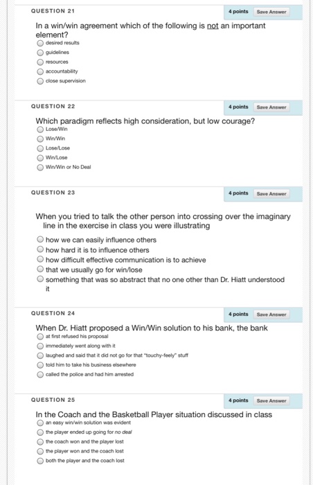 Solved In a win/win agreement which of the following is not | Chegg.com