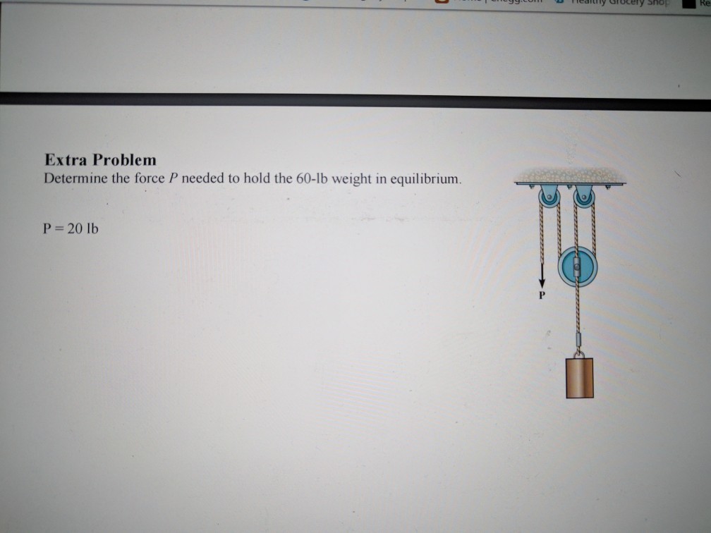 Solved Determine the force P needed to hold the 60-lb weight | Chegg.com