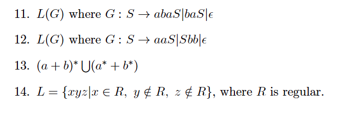 Solved 2. (28) For each of the following languages, indicate | Chegg.com