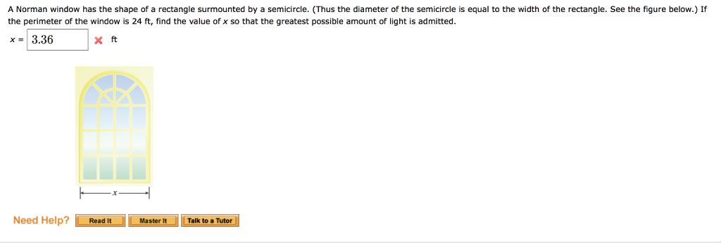Solved A Norman window has the shape of a rectangle | Chegg.com