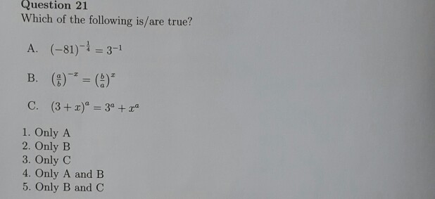 Solved Question 21 Which of the following is/are true? A. | Chegg.com