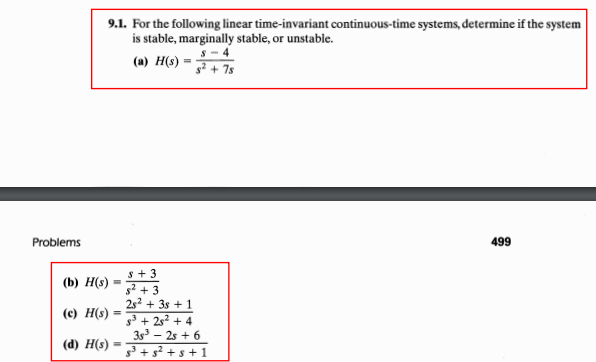 Solved 9.1. For the following linear time-invariant | Chegg.com