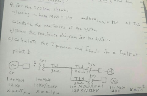 Solved For the system shown: using a base MVA = 100 and | Chegg.com