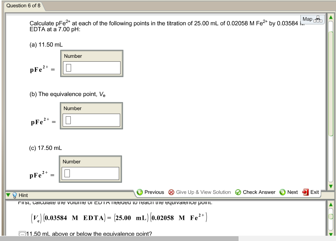 Calculate pFe^2+ at each of the following points in | Chegg.com