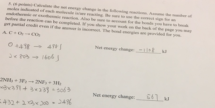 Solved Calculate the net energy change in the following | Chegg.com