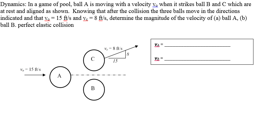 Solved Dynamics: In a game of pool, ball A is moving with a | Chegg.com