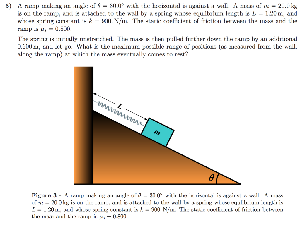 Solved 3) A ramp making an angle of θ = 30.0° with the | Chegg.com