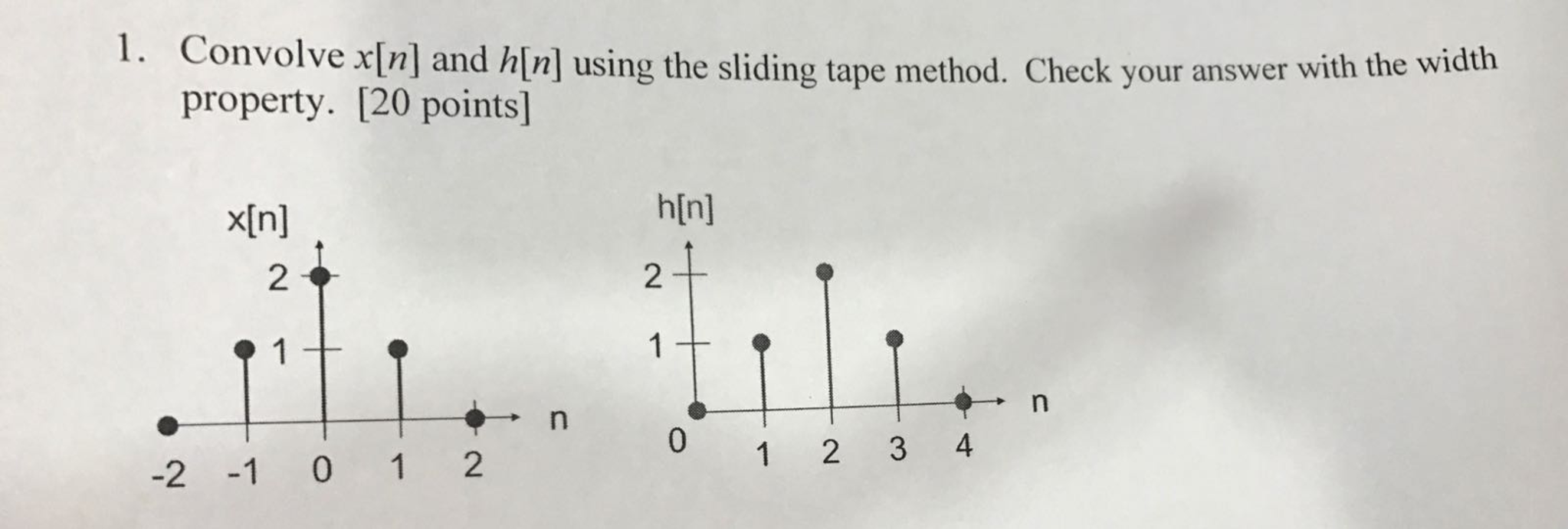 Solved Convolve x[n] and h[n] using the sliding tape method. | Chegg.com