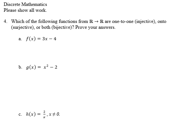 Solved Discrete Mathematics Please show all work Which of | Chegg.com