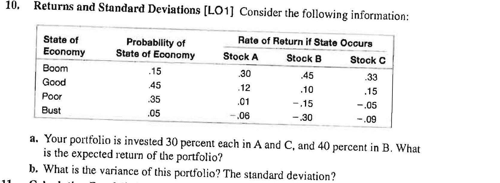 Returns Returns and Standard Deviations [L01J | Chegg.com Returns Returns and Standard Deviations [L01J | Chegg.com