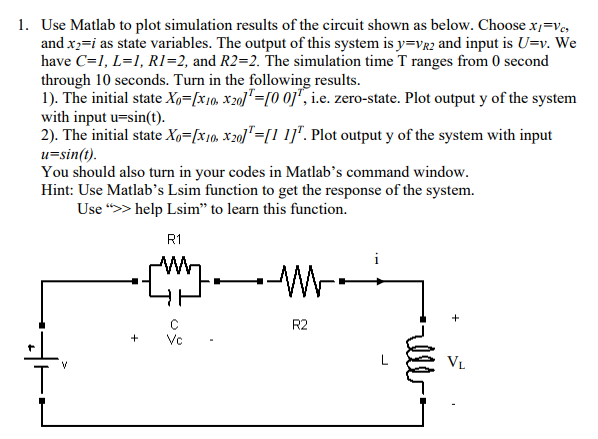 Solved 1. Use Matlab to plot simulation results of the | Chegg.com