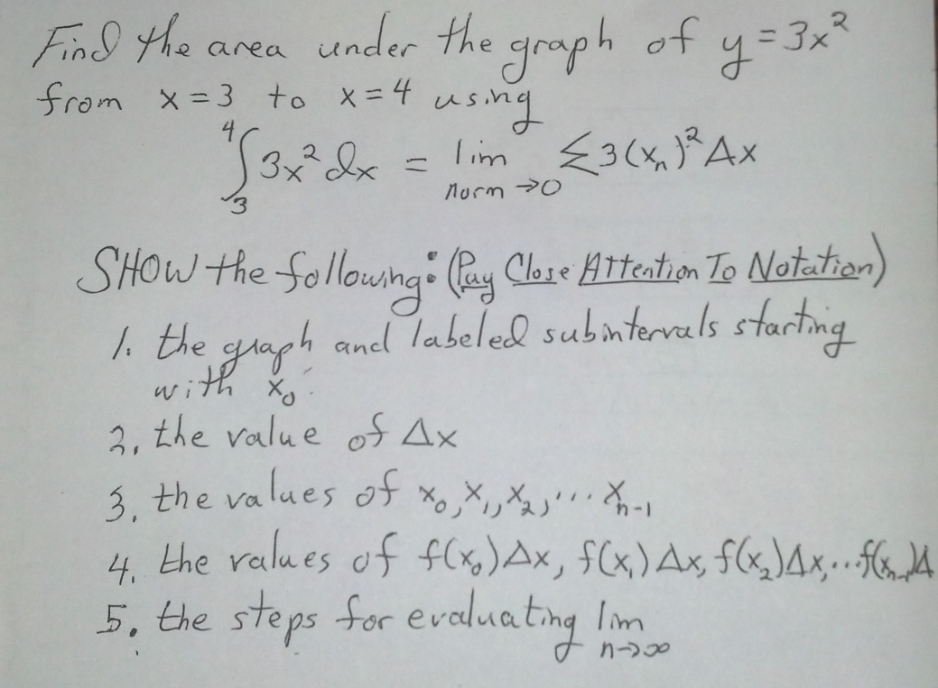 Find the area under the graph of y = 3x2 from x = 3 | Chegg.com