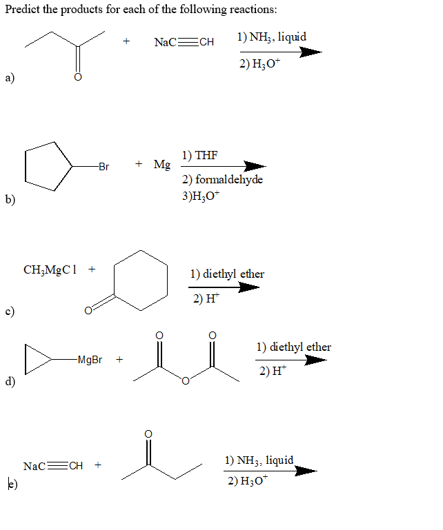 Solved Predict the products for each of the following | Chegg.com