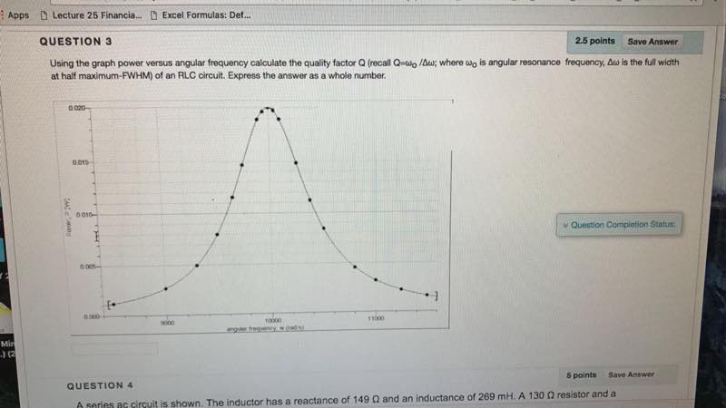 Solved Using the graph power versus angular frequency | Chegg.com
