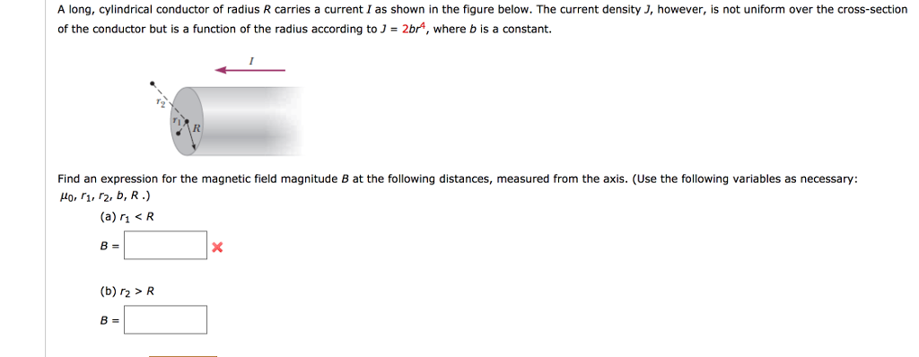 Solved A long, cylindrical conductor of radius R carries a | Chegg.com