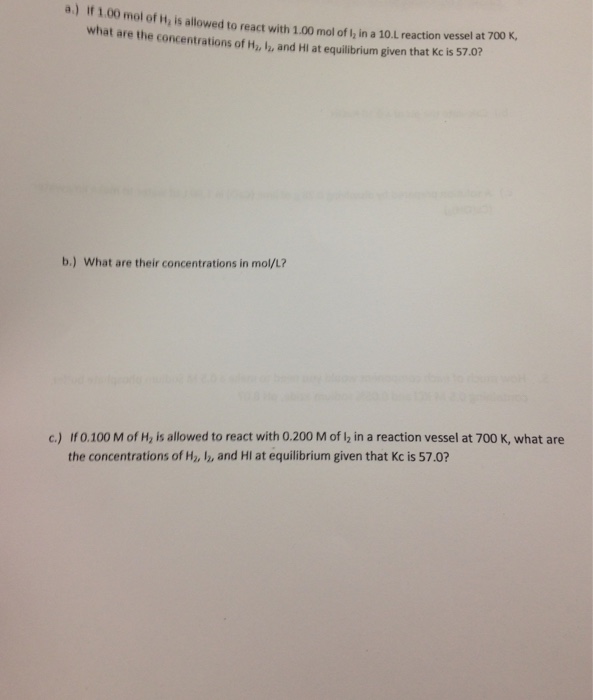 Solved a.) if 1.00 mol of H2 is allowed to react with 1.00 | Chegg.com