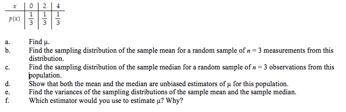 a. Find mu. b. Find the sampling distribution of | Chegg.com